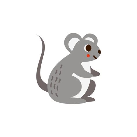 Vector Illustration Of Cartoon Cute Mouse Isolated On White Background