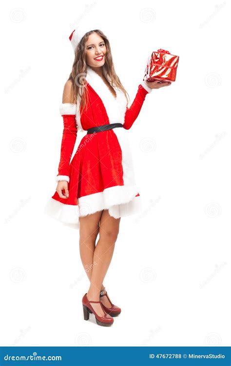 Mujer Vestida Como Papá Noel Foto De Archivo Imagen De Longitud
