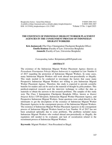 Pdf The Existence Of Indonesian Migrant Worker Placement Agencies In