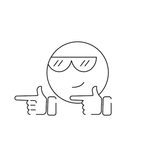 Premium Vector Line Cool Face Gesture Emoji Expression Hands And