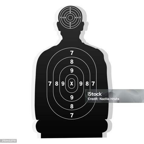 남자는 표적을 쏜다 총기와 양궁을 연습하는 사격장 인간의 몸통 실루엣 벡터 일러스트 레이 션 과녁에 대한 스톡 벡터 아트 및
