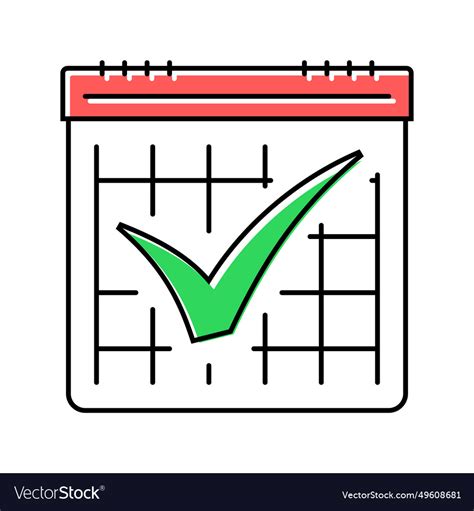 Calendar Check Mark Color Icon Royalty Free Vector Image