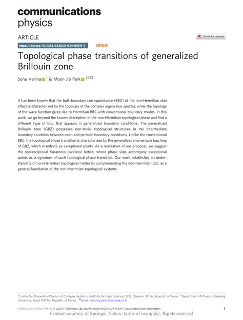 pdf topological phase transitions of generalized brillouin zone