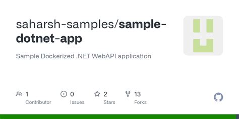 GitHub Saharsh Samples Sample Dotnet App Sample Dockerized NET WebAPI Application