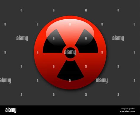 Red Button With Symbol Of Radioactivity And Radioactive Radiation