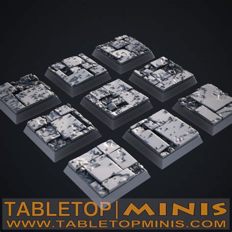 3d Printable Broken Tiles 25x25mm Square Bases By Tabletopminis