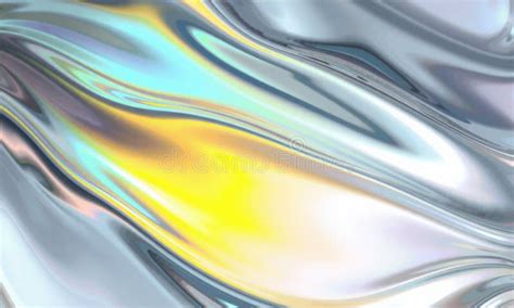 Mesmerizing Holographic Wave Background Featuring Smooth Flowing Patterns In Silver Gold And