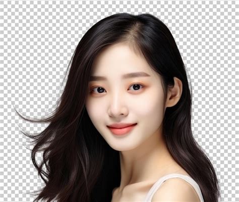 투명 한 배경에 고립 된 아시아 소녀 모델 프리미엄 Psd 파일