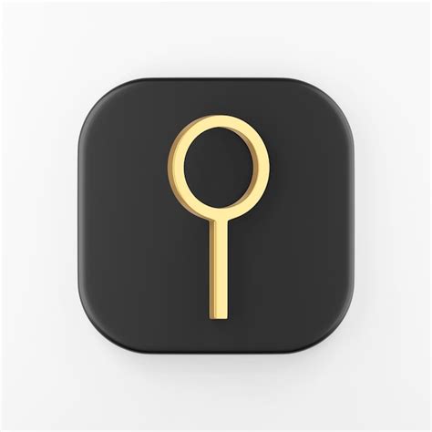 Premium Photo Golden Magnifier Icon 3d Rendering Black Square Key