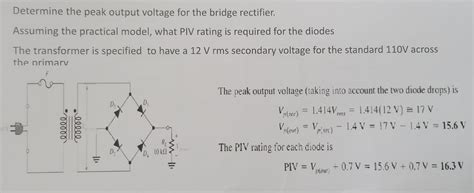 Solved Determine The Peak Output Voltage For The Bridge Chegg