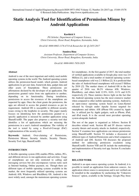 PDF Static Analysis Tool For Identification Of Permission Misuse By Android Applications