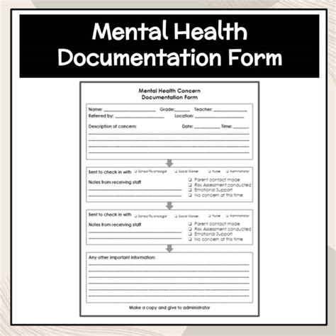 Mental Health Concerns Documentation Form For Mental Health Check Ins