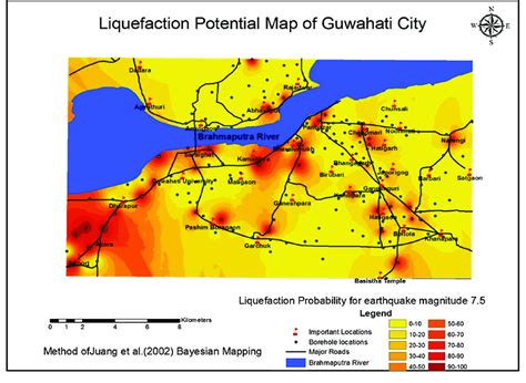 Probabilistic Liquefaction Potential Map Of Guwahati City Juang Et Al