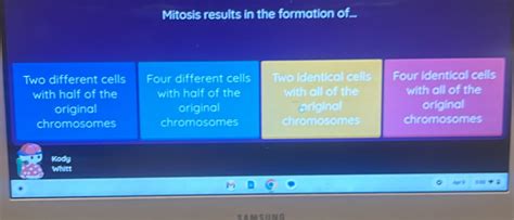Solved Mitosis Results In The Formation Of Two Different Cells Four