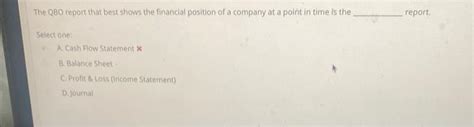 solved the qbo report that best shows the financial position