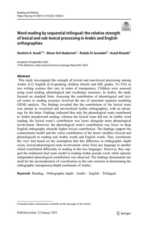 Pdf Word Reading By Sequential Trilingual The Relative Strength Of