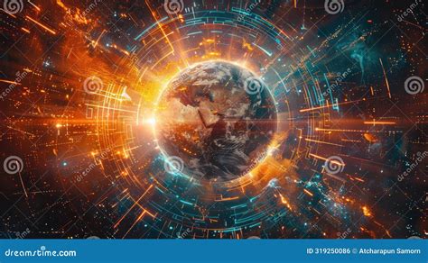 Digital Globe With Network Connections Social Network Communication In