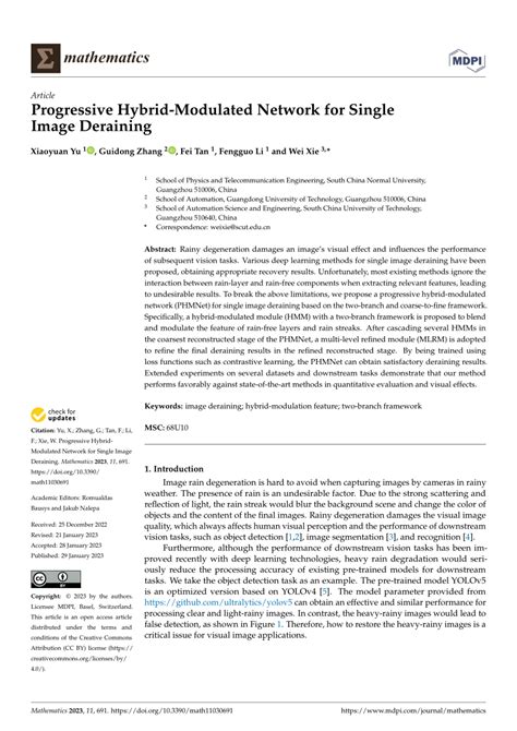 Pdf Progressive Hybrid Modulated Network For Single Image Deraining