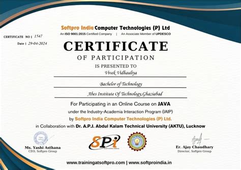 vivek vidhauliya on linkedin java certification softpro aktu