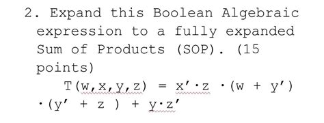 Solved 2 Expand This Boolean Algebraic Expression To A