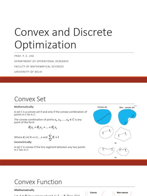 Convex And Discrete Optimization Lecture 1 Pdf Convex Set