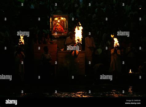 The Nightly Ganga Aarti Ceremony On Har Ki Pairi Ghat In Haridwar Stock