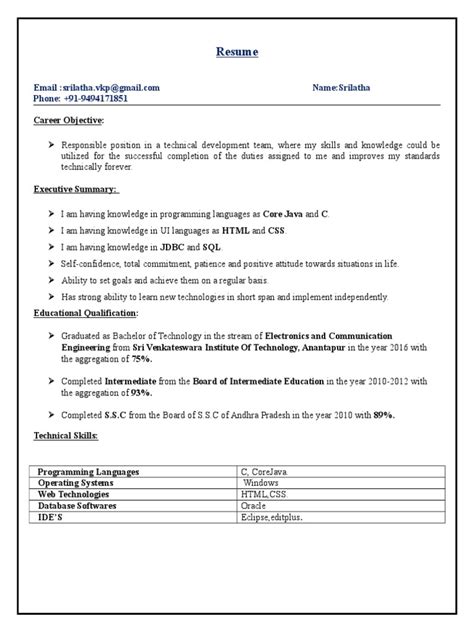 resume name srilatha phone 91 9494171851 pdf interface