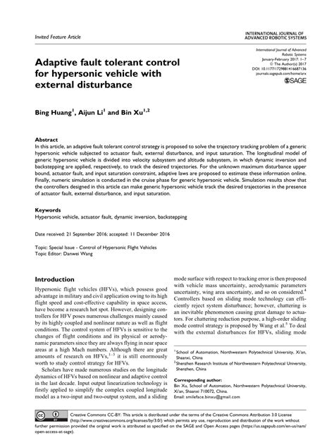 Pdf Adaptive Fault Tolerant Control For Hypersonic Vehicle With