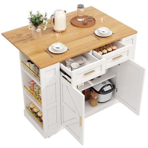 Modern Köksö Köksskåp Bufféskåp Serveringsvagn Med Trästruktur Multifunktionellt Matbord Med