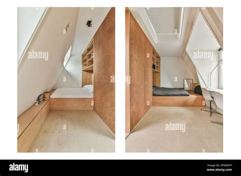 An Attic Bedroom With Two Beds And A Bed In The Same Room One Has A
