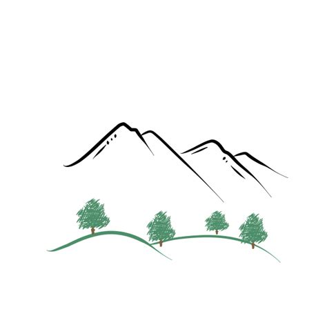 山简笔笔墨png