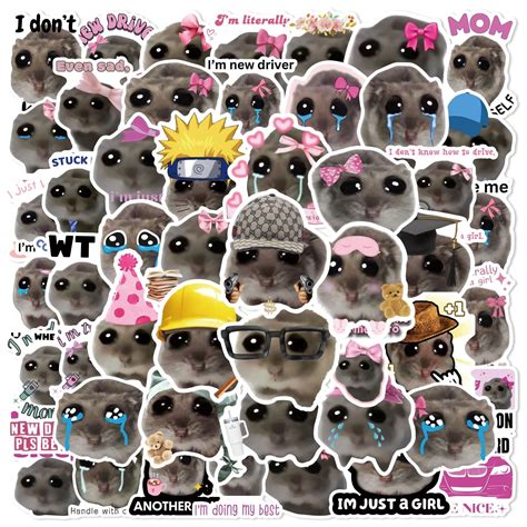 Hamster Water Memes 500pcs Roll Funny Cute Sad Hamster Meme Stickers