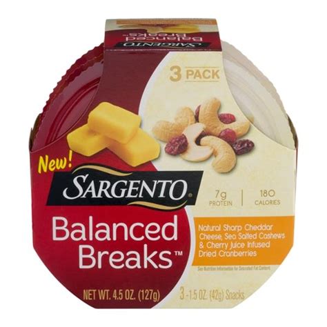 Sargento Balanced Breaks Natural Sharp Cheddar Cheese Cashews Dried Cranberries Snacks 3