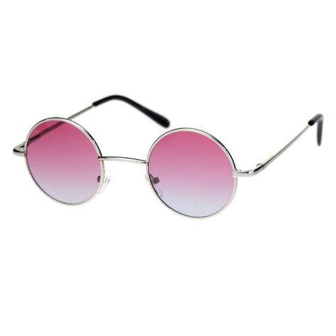 Sa106 Super Snug Small Round Circle Lens Hippie Metal Rim Sunglasses Silver Pink Blue