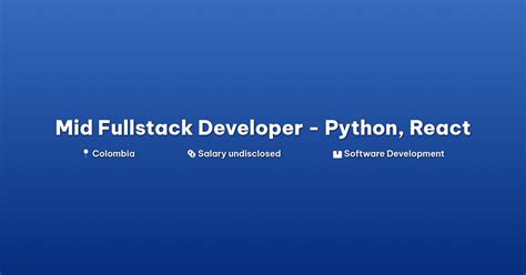 Mid Fullstack Developer Python React At Lean Tech