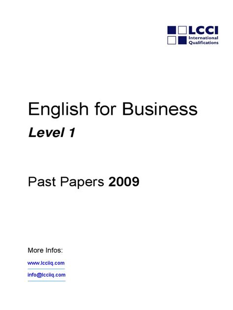 Lcci Level 1 2009 Tests Pdf