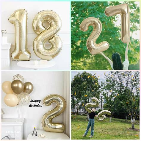 Globos de oro claro de pulgadas con el número globos gigantes de oro blanco con helio de