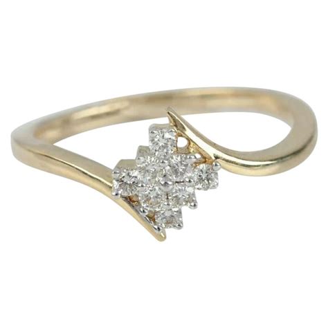 Cocktail Solid 14k Gold Engagement Ring Genuine Diamond For Sale At 1stdibs