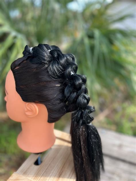 Black 3d Braid Clip In Chunky Festival Braid Rave Hairstyles Etsy