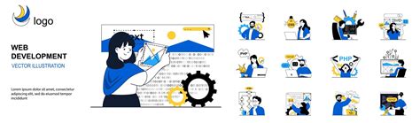 Premium Vector Web Development Concept With Character Situations