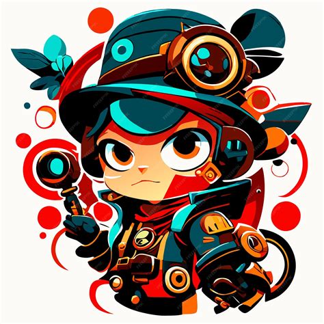 El Detective De Dibujos Animados Duo Vector Graphic Vector Premium