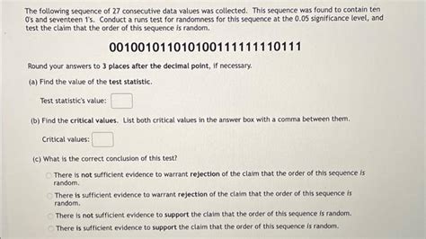 Solved The Following Sequence Of 27 Consecutive Data Values