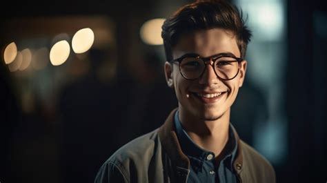 Premium Ai Image A Man Wearing Glasses Smiles At The Camera