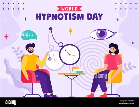 Hypnotism Day Social Media Background Flat Cartoon Hand Drawn Templates Illustration Stock