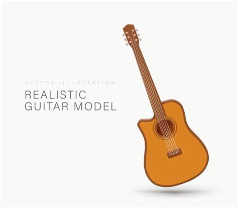 Realistic Model Of Six String Guitar Electro Acoustic Instrument