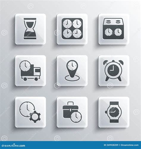 Set Work Time Wrist Watch Alarm Clock Time Zone Clocks Management Delivery Truck And Old