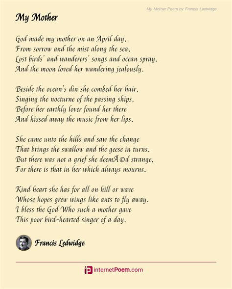 My Mother Poem By Francis Ledwidge