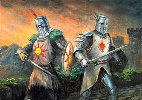 The Elder Scrolls Oblivion And Dark Souls Inspired Divine Crusader And Solaire Of Astora Oil