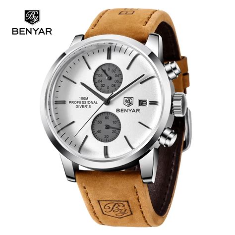 BENYAR Rel Gios De Pulso De Quartzo Masculino Marca De Luxo Cron Grafo