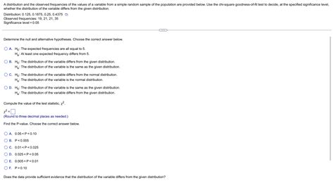 Solved Whether The Distribution Of The Variable Differs Chegg